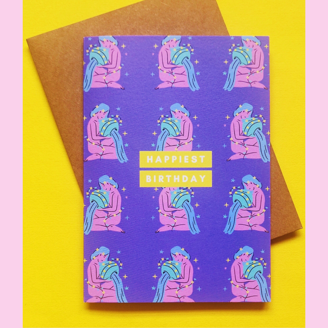Zodiac Greeting Card - Aquarius – Provenance Gifts